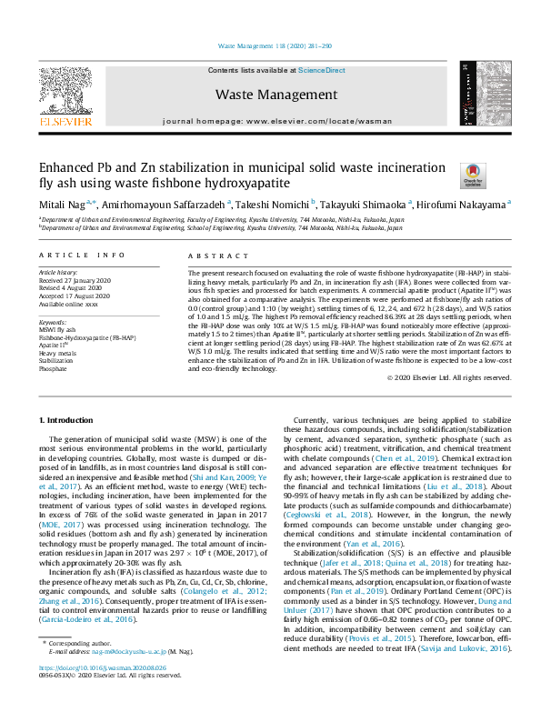 (PDF) Enhanced Pb and Zn stabilization in municipal solid waste ...