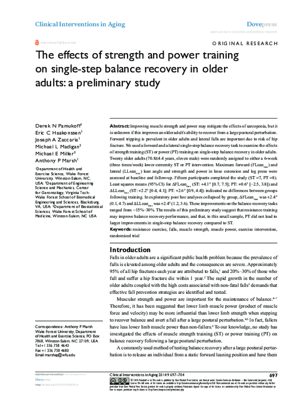 (PDF) The effects of strength and power training on single-step balance ...