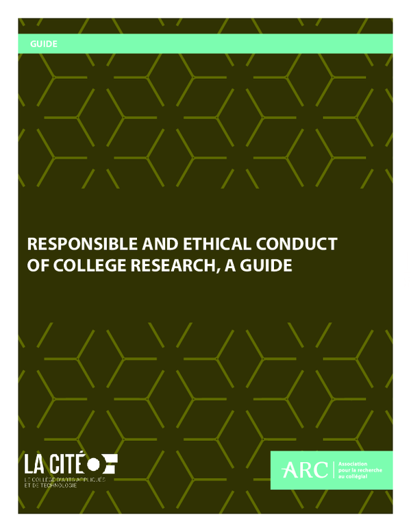 (PDF) Responsible and Ethical Conduct of College Research, a guide