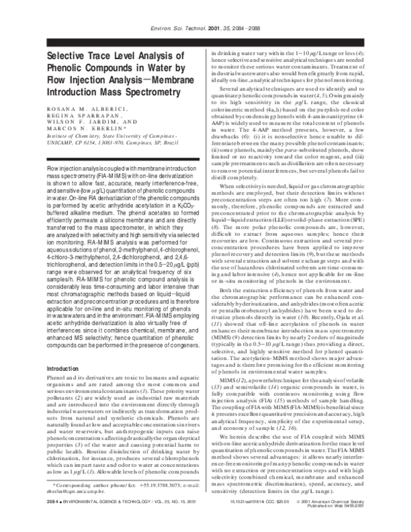 Pdf Selective Trace Level Analysis Of Phenolic Compounds In Water By Flow Injection Analysis−