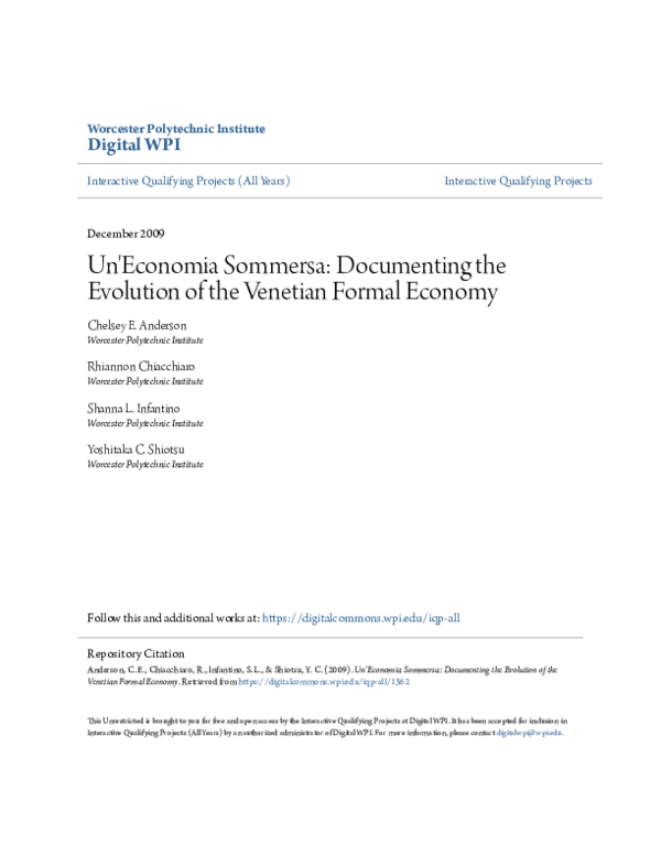 (PDF) Un\u27Economia Sommersa: Documenting the Evolution of the ...