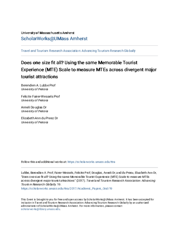 (PDF) Does one size fit all? Using the same Memorable Tourist ...