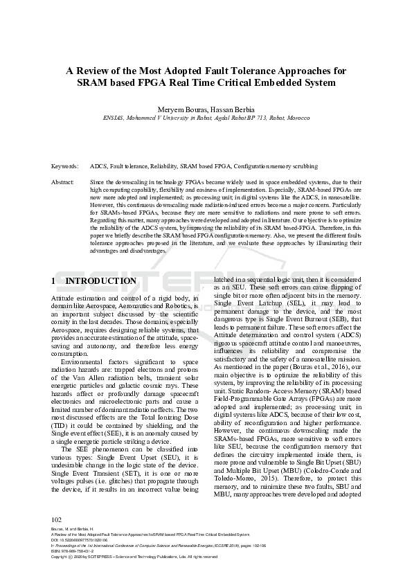 (PDF) A Review of the Most Adopted Fault Tolerance Approaches for SRAM based FPGA Real Time ...