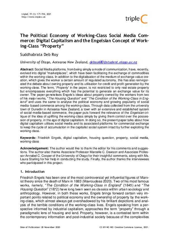 (PDF) The Political Economy of Working-Class Social Media Commerce ...