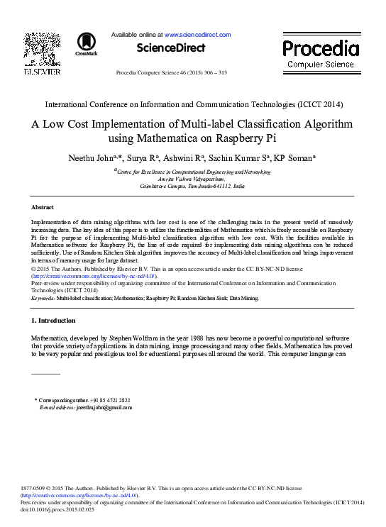 (PDF) A Low Cost Implementation of Multi-label Classification Algorithm ...