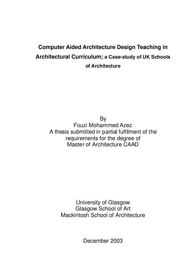 (PDF) Computer Aided Architecture Design Teaching in Architectural ...