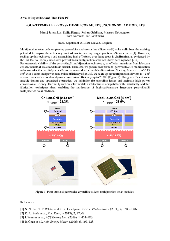 (PDF) Four-Terminal Perovskite/Silicon Multijunction Solar Modules