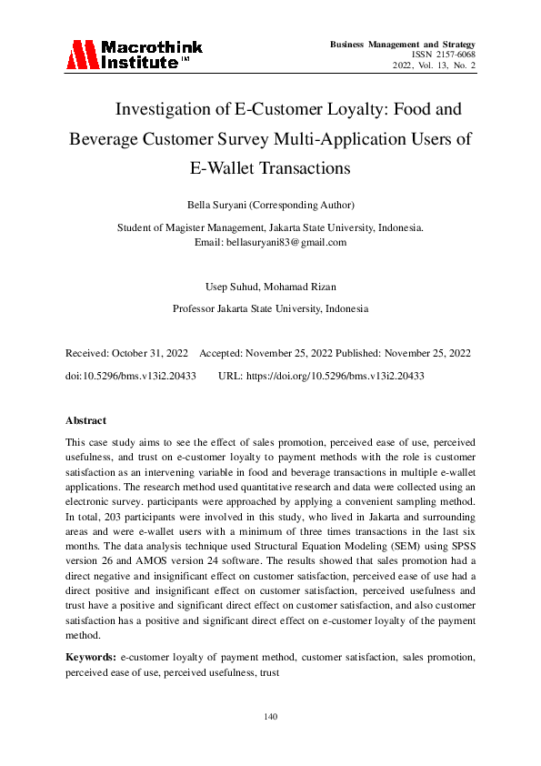 (PDF) E-Customer Loyalty in E-Wallet Transactions