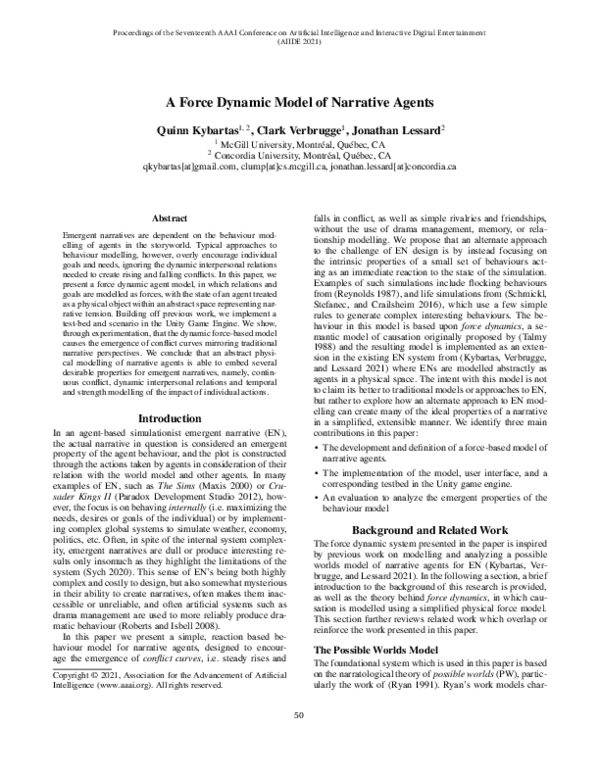 (PDF) A Force Dynamic Model of Narrative Agents
