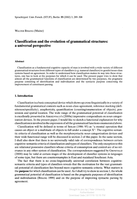 (PDF) Classification and the evolution of grammatical structures: a ...