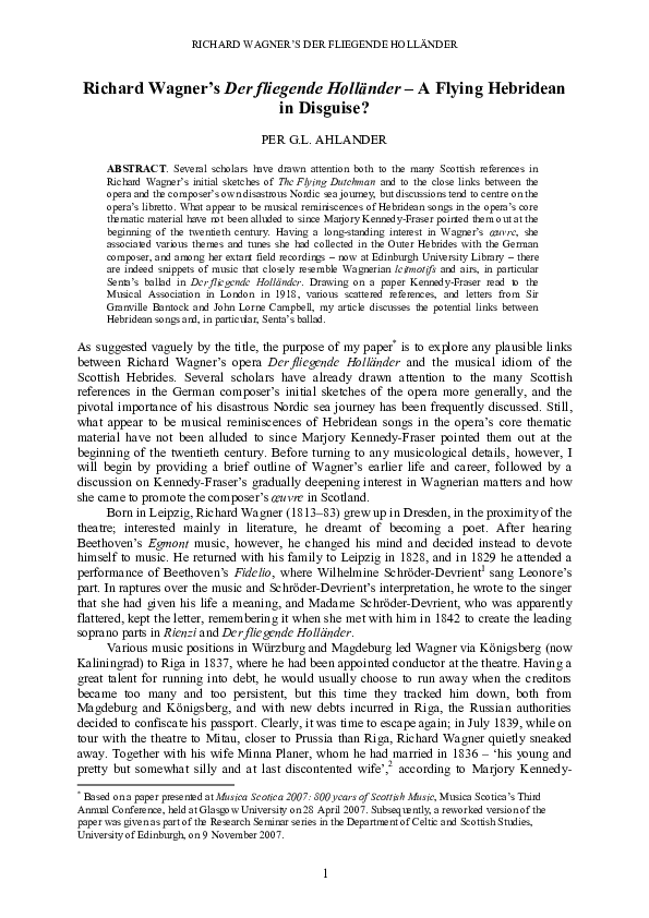 (PDF) Richard Wagner’s Der fliegende Holländer – A Flying Hebridean in ...