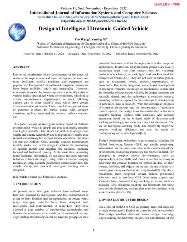 (PDF) Design of Intelligent Ultrasonic Guided Vehicle