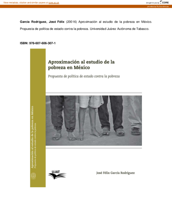 (PDF) Aproximación al estudio de la pobreza en México: Propuesta de la política de estado contra ...