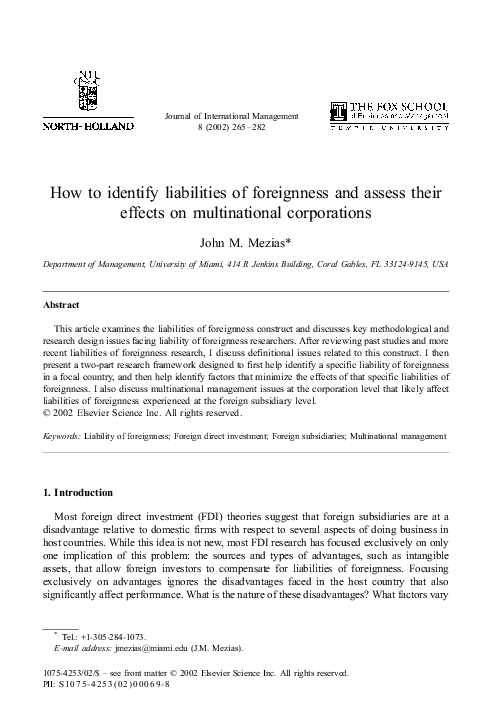 (PDF) How to identify liabilities of foreignness and assess their ...