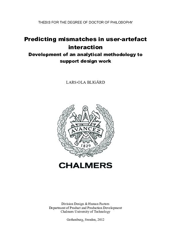 (PDF) Predicting mismatches in user-artefact interaction - Development of an analytical ...