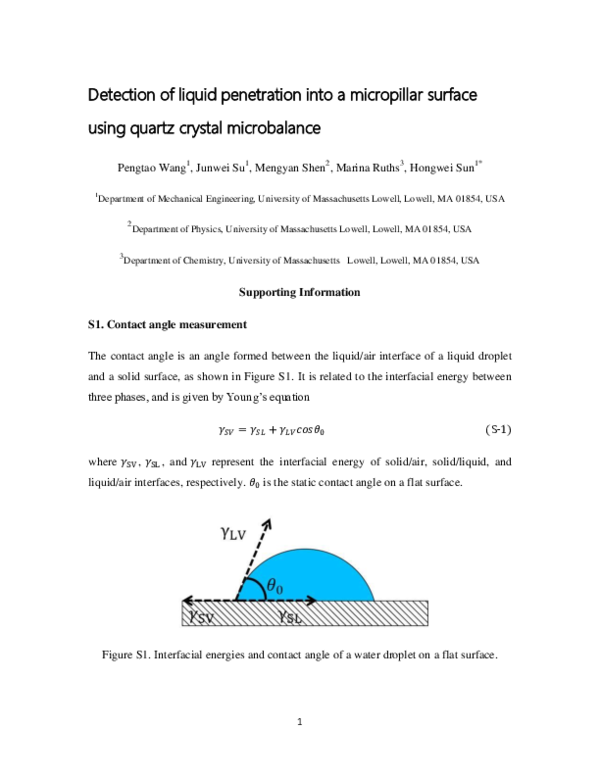 (PDF) Detection of Liquid Penetration of a Micropillar Surface Using ...