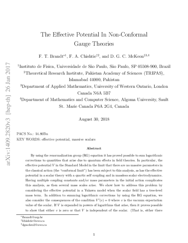 (PDF) The effective potential in nonconformal gauge theories