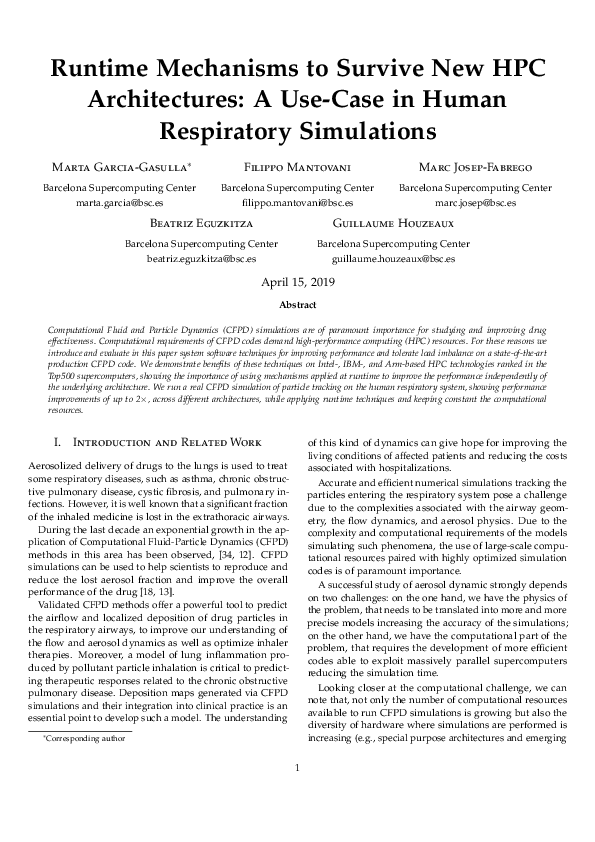(PDF) Runtime mechanisms to survive new HPC architectures: A use case in human respiratory ...