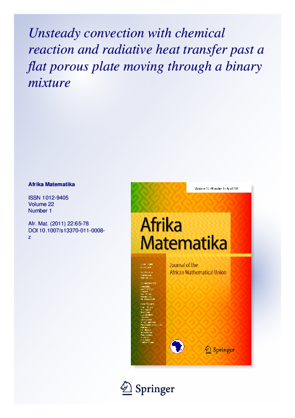 (PDF) Unsteady convection with chemical reaction and radiative heat transfer past a flat porous ...