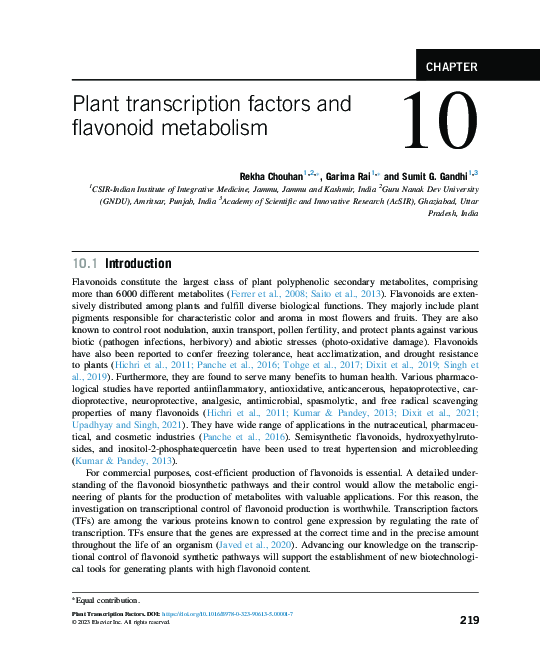 (PDF) Plant transcription factors and flavonoid metabolism