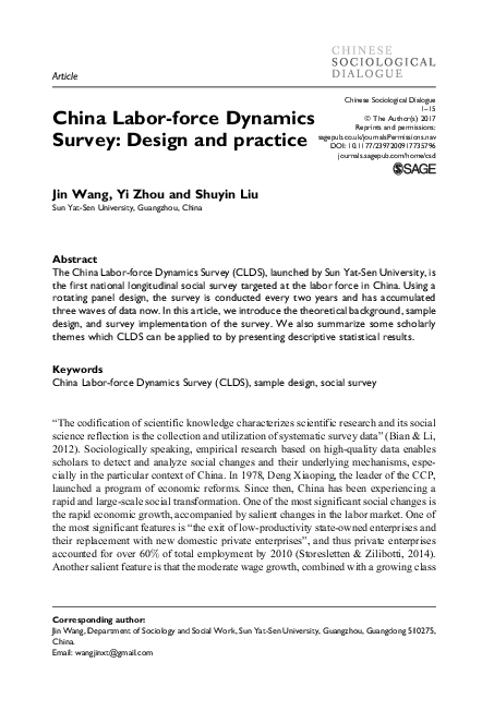 (PDF) China Labor-force Dynamics Survey
