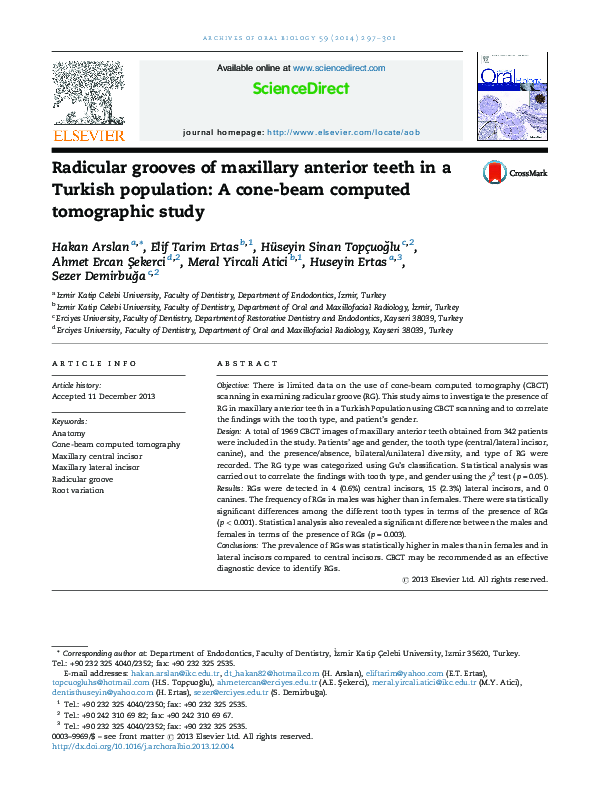 (PDF) Radicular grooves of maxillary anterior teeth in a Turkish ...