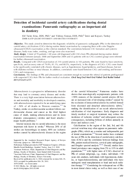 (PDF) Detection of incidental carotid artery calcifications during ...