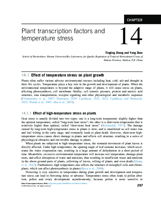 (PDF) Plant transcription factors and temperature stress