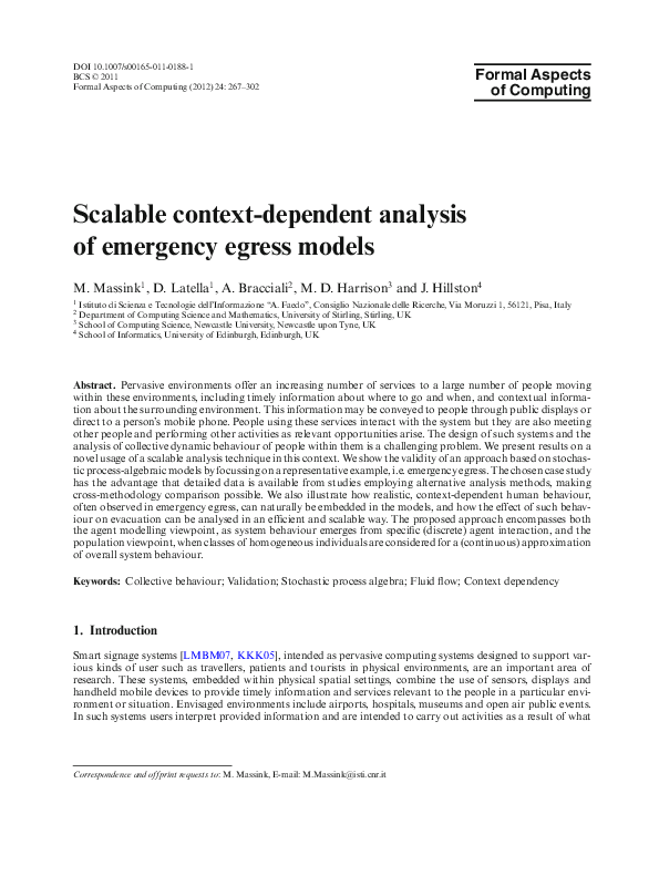 (PDF) Scalable context-dependent analysis of emergency egress models