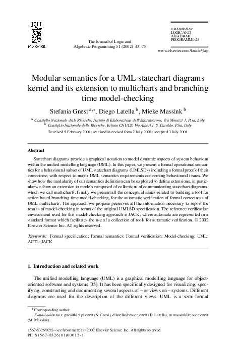 Pdf Modular Semantics For A Uml Statechart Diagrams Kernel And Its