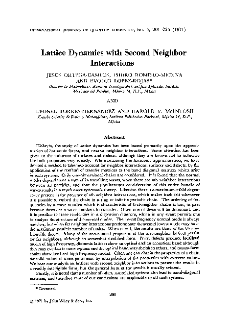 (PDF) Lattice dynamics with second neighbor interactions