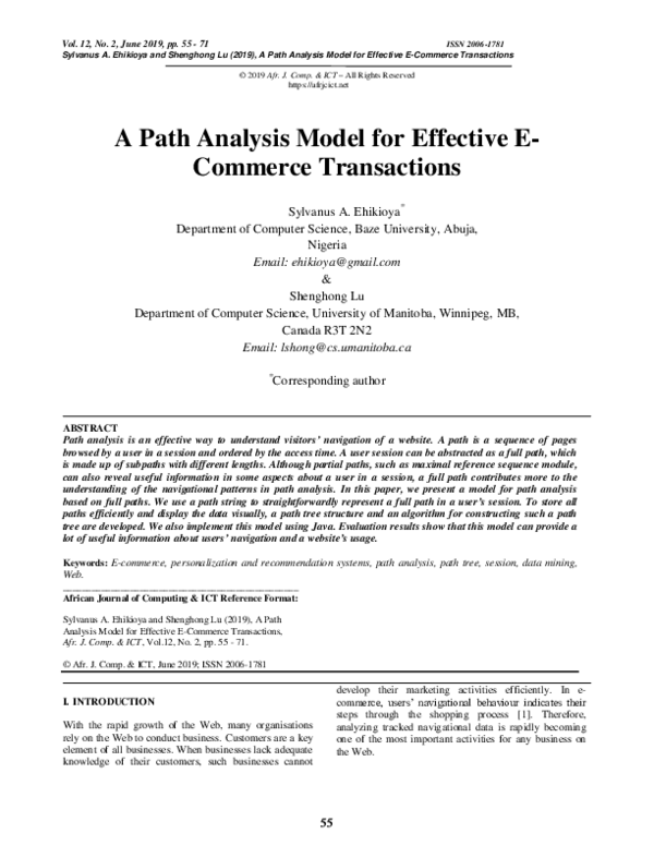 (PDF) A Path Analysis Model for Effective E- Commerce Transactions