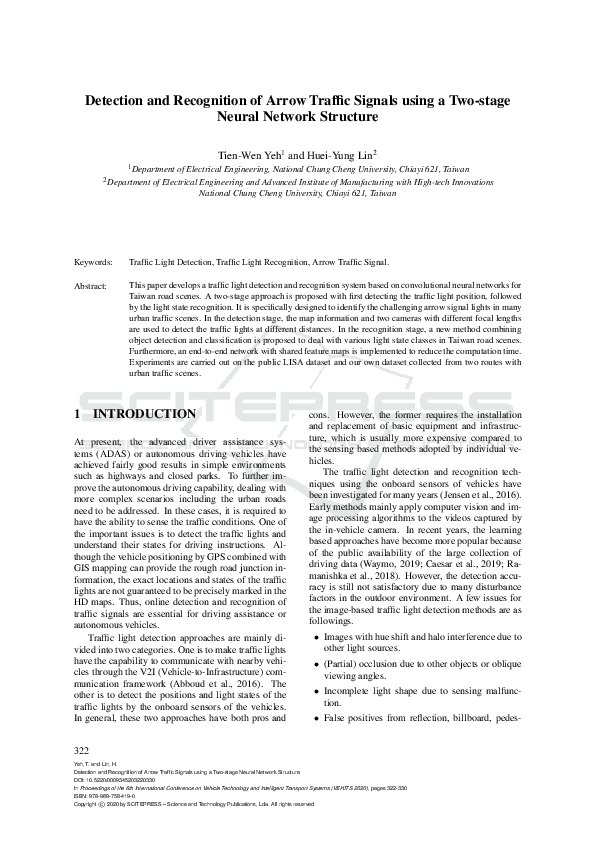 (PDF) Detection and Recognition of Arrow Traffic Signals using a Two-stage Neural Network ...