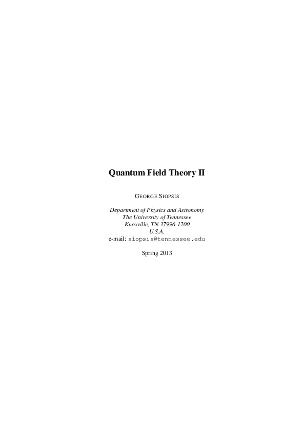 (PDF) Quantum Field Theory II