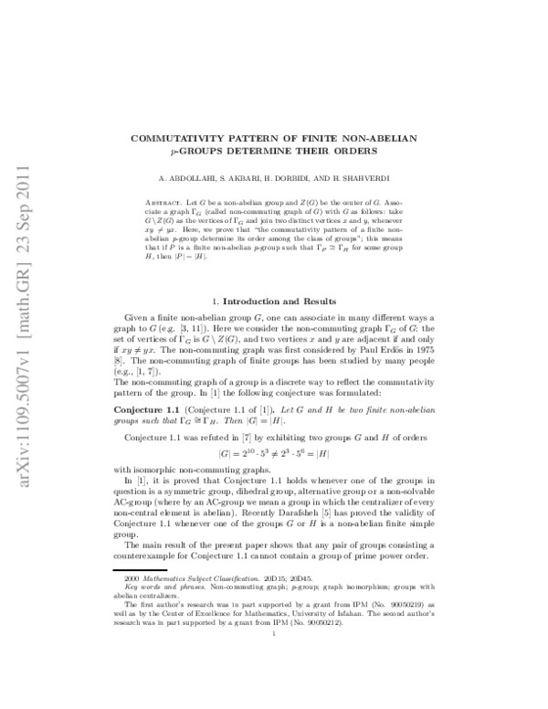 Pdf Commutativity Pattern Of Finite Non Abelian P Groups Determine