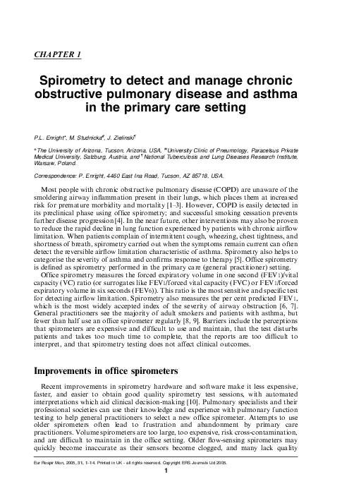 (PDF) Spirometry to detect and manage chronic obstructive pulmonary ...