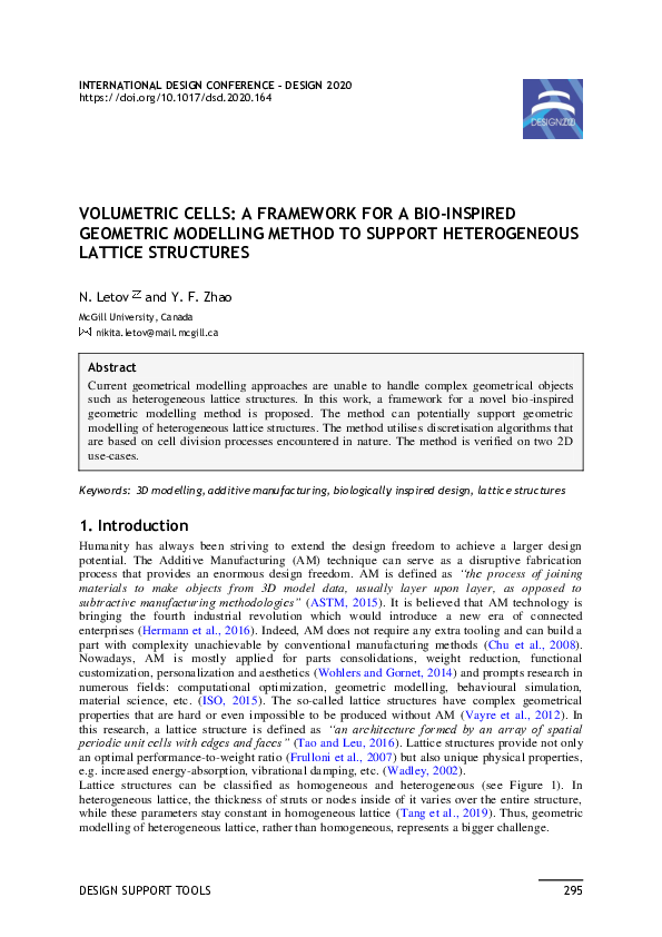 (PDF) Volumetric Cells: A Framework for a Bio-Inspired Geometric Modelling Method to Support ...