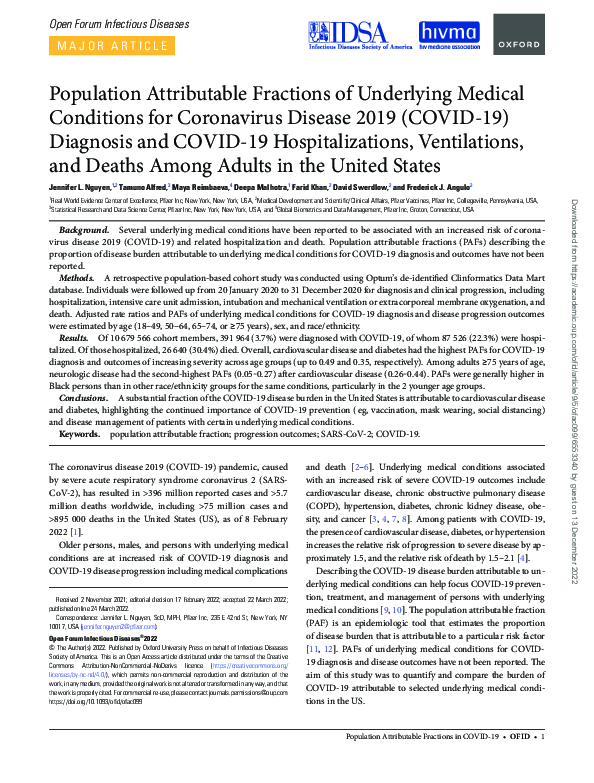 (PDF) Population Attributable Fractions of Underlying Medical ...