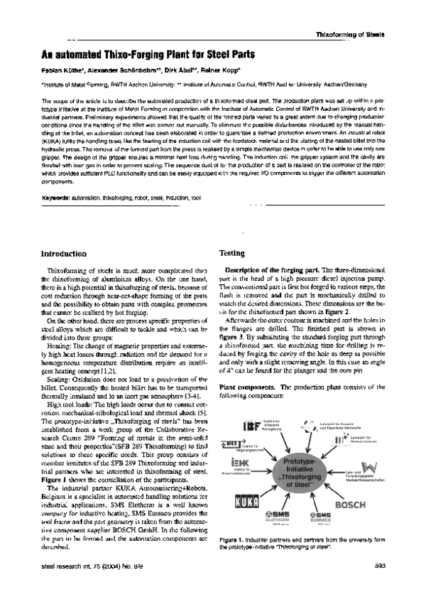(PDF) An automated Thixo-Forging Plant for Steel Parts