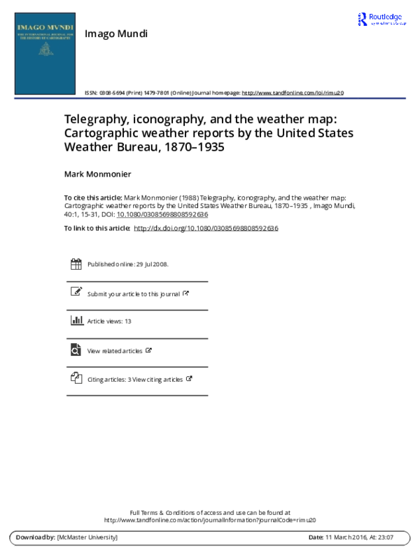 (PDF) Telegraphy, iconography, and the weather map: Cartographic ...