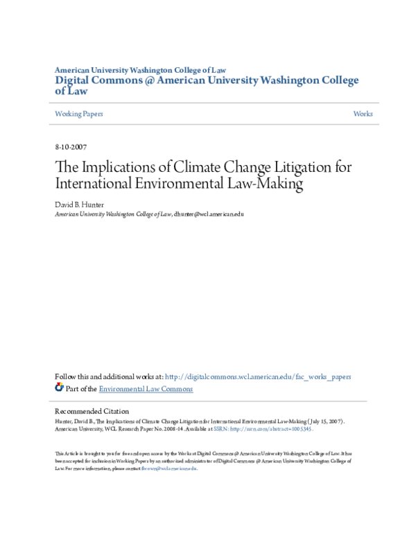 (PDF) The Implications of Climate Change Litigation for International ...