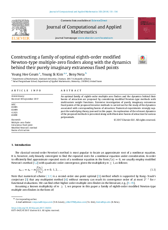 (PDF) Constructing a family of optimal eighth-order modified Newton-type multiple-zero finders ...