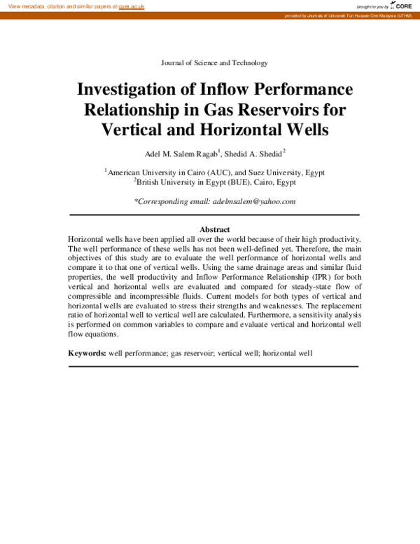 (PDF) Investigation of Inflow Performance Relationship in Gas ...