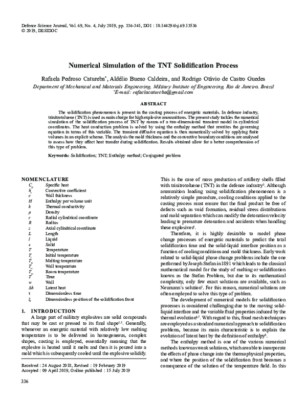 (PDF) Numerical Simulation of the TNT Solidification Process