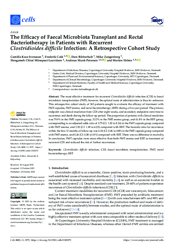 (PDF) The Efficacy of Faecal Microbiota Transplant and Rectal ...