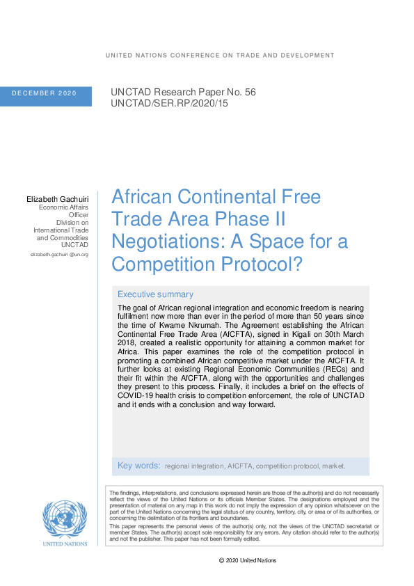 (PDF) UNCTAD Research Paper Series-African Continental Free Trade Area ...