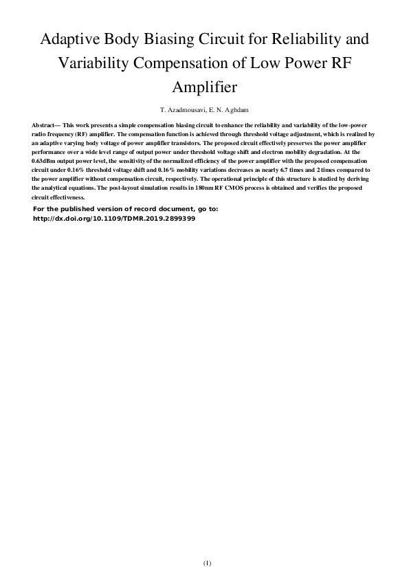 (PDF) Adaptive Body Biasing Circuit for Reliability and Variability ...