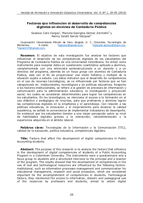 (PDF) Factores que influencian el desarrollo de competencias digitales en alumnos de Contaduría ...