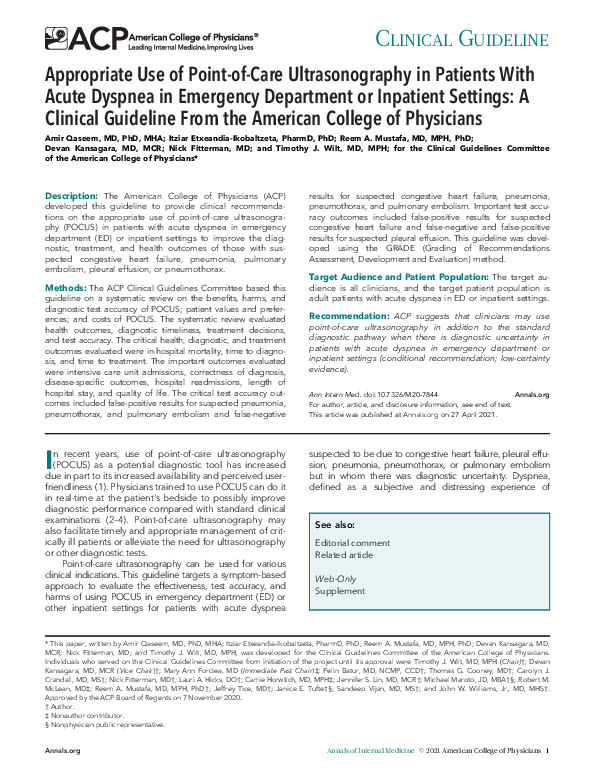 (PDF) Appropriate Use of Point-of-Care Ultrasonography in Patients With ...