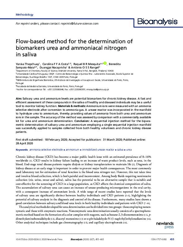(PDF) Flow-based method for the determination of biomarkers urea and ...